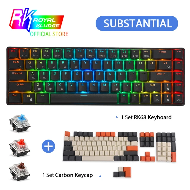RK68 Mechanical Gaming Keyboard TKL 68 Keys Wireless Bluetooth 65% RGB ...