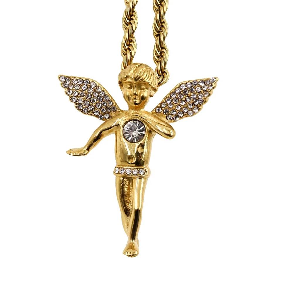 Collar de Ángel religioso para mujer y hombre, collar Vintage dorado ...