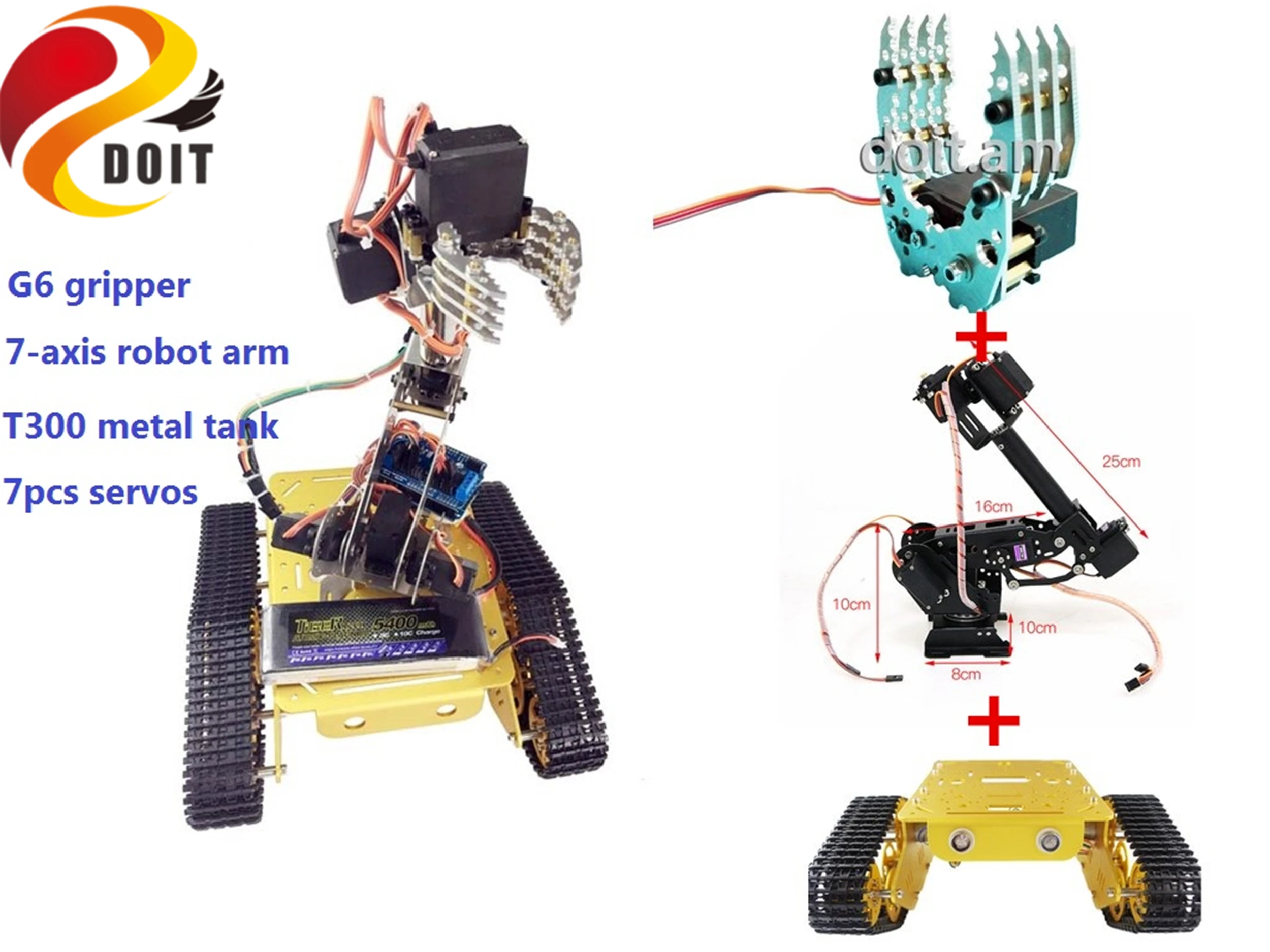 SZDOIT-7-Axis-Steel-Robot-Arm-With-Gripper-T300-Tracked-Tank-Chassis ...