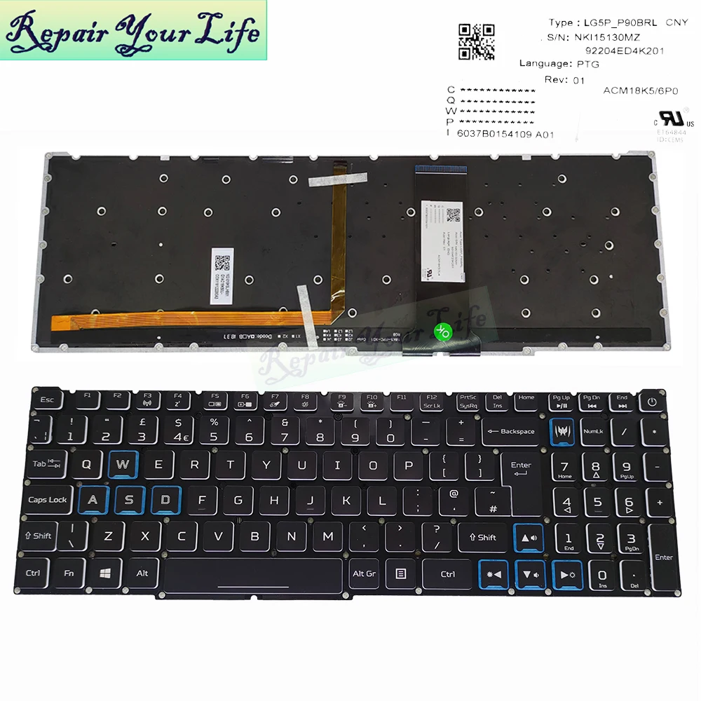 US-UK-BR-RGB-Backlit-Keyboard-for-Acer-N18I2-N18I3-PH315-52-PH317-53 ...