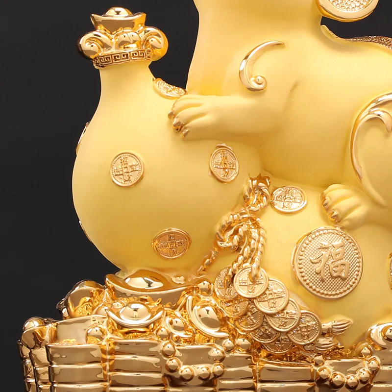 Chinese Zodiac Alluvial Gold Rat Crafts Home Living Room Office ...