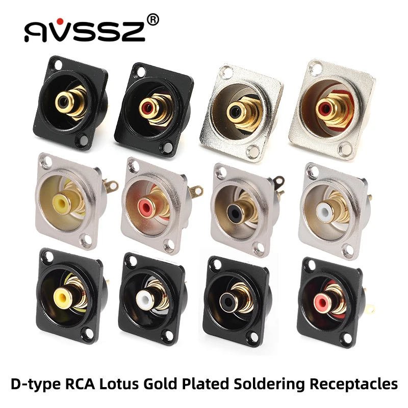 RCA Connector Switch Yellow Rca Solder Panel Mount Phono Rca Plugs