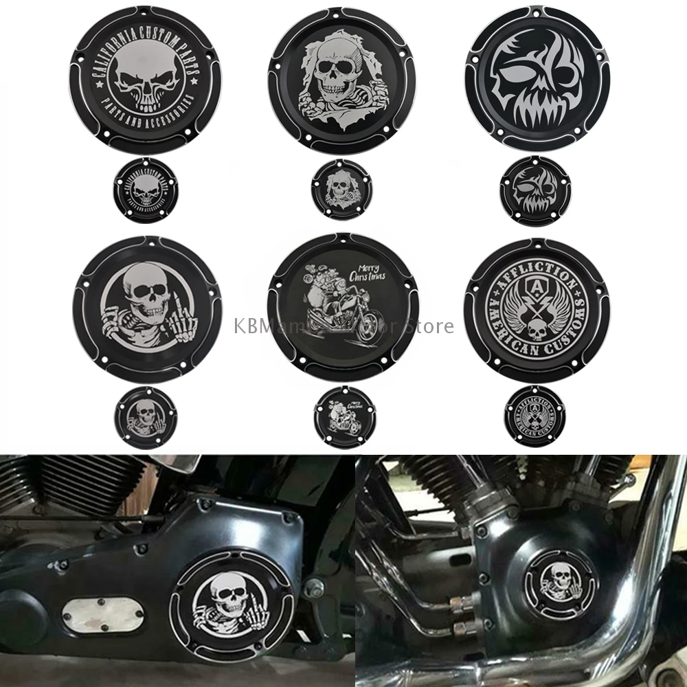 Motorcycle-Aluminum-Skull-Derby-Timer-Timing-Engine-Clutch-Covers-For ...