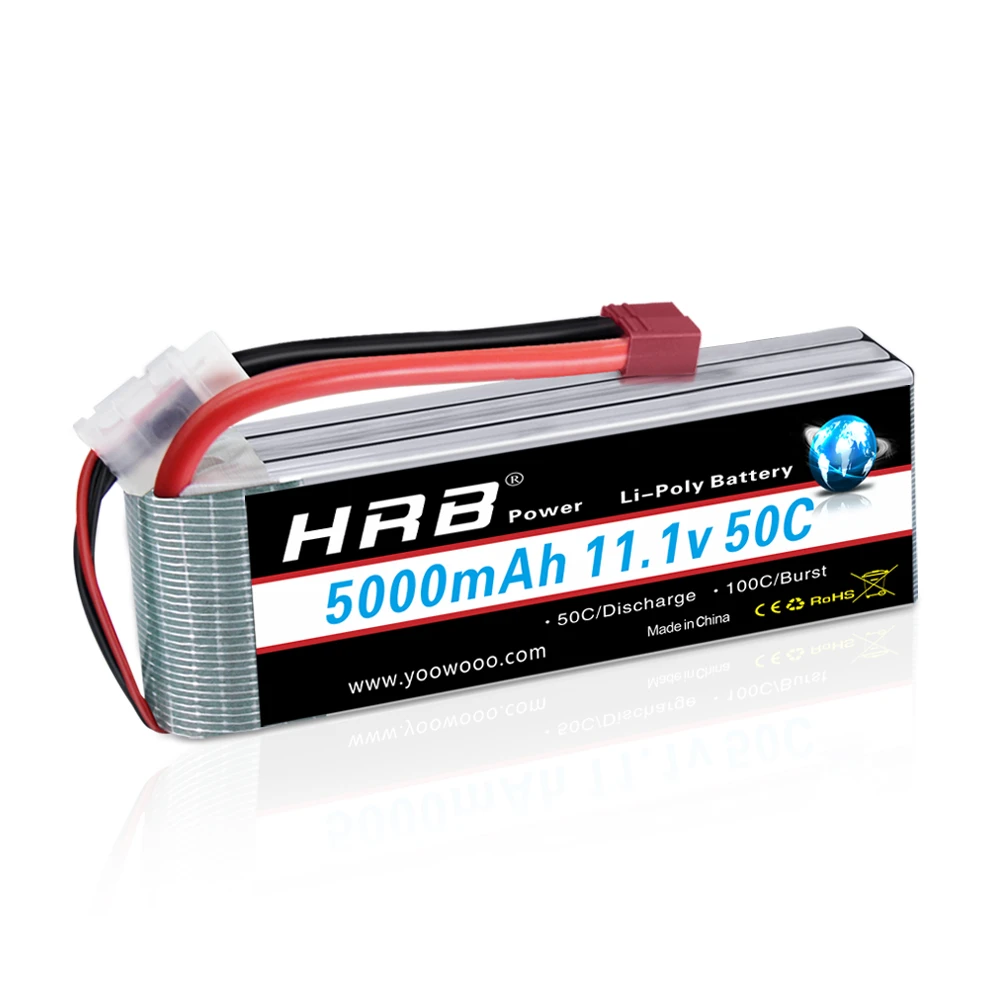 HRB 3S Lipo Battery 11.1v 5000mah 50C xt60 Connector for Traxxas Axial RC Truggy Race tanks ...