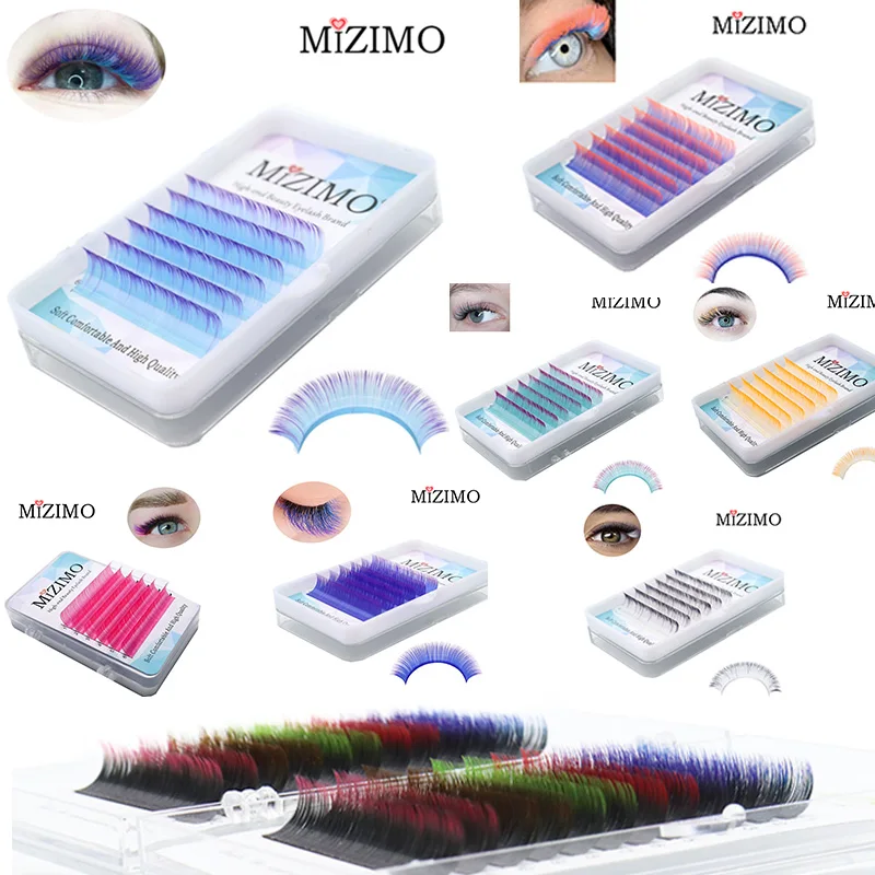 MIZIMO blue purple two color color grafted eyelashes handmade ...