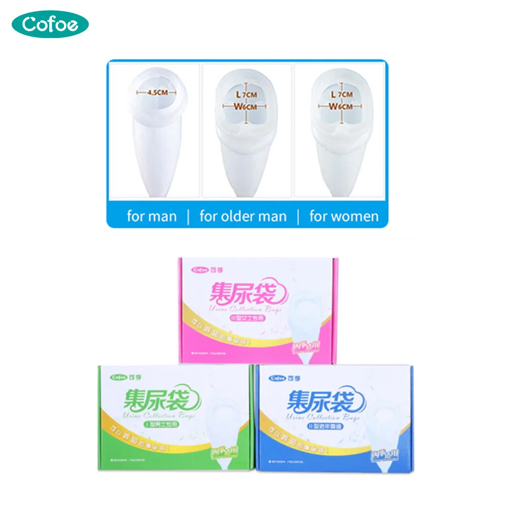 Cofoe 3 tipos reusável masculino fêmea mais velho urina saco mictório pee titular coletor para ...