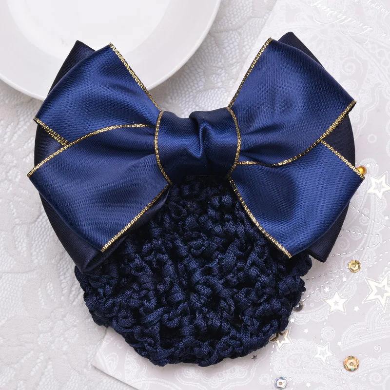 새로운 패션 전문 여성 머리 꽃 스튜어디스 호텔 간호사 은행 레이디 그물 가방 활 리본 머리핀 모자 나비 매듭 머리 장식여성