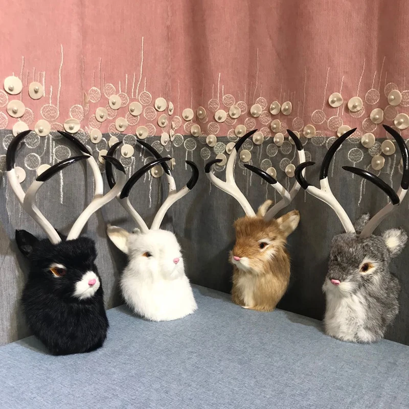 JACKALOPE Head Mount REALISTIC FURRY ANIMAL REPLICA Prop 03t FREE ...