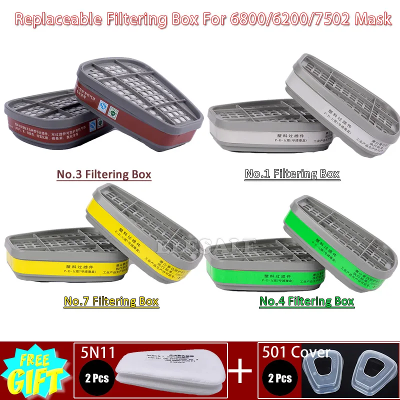 2pcs/Set New Gas Mask Replaceable Filtering Cartridge Box For 6200/7502 ...