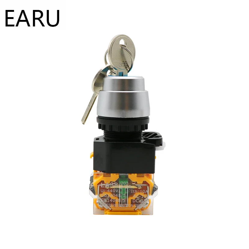 La38-11y/2 La38-20y/3 22mm Knob Selector Rotary Lock Key Switch 2 3 Position 1no1nc 2no With 2 ...