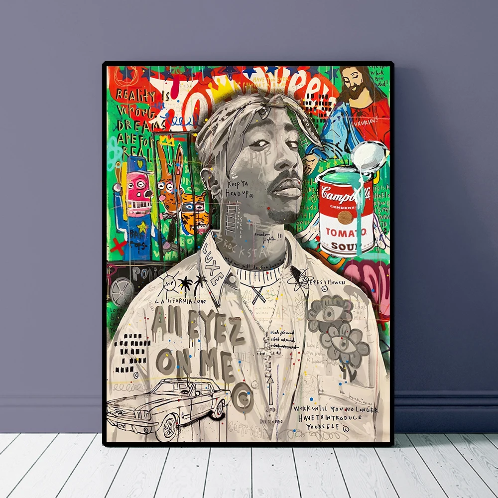 Graffiti Tupac Pop Art Singer Hip Hop Portrait Poster 2Pac Rapper ...