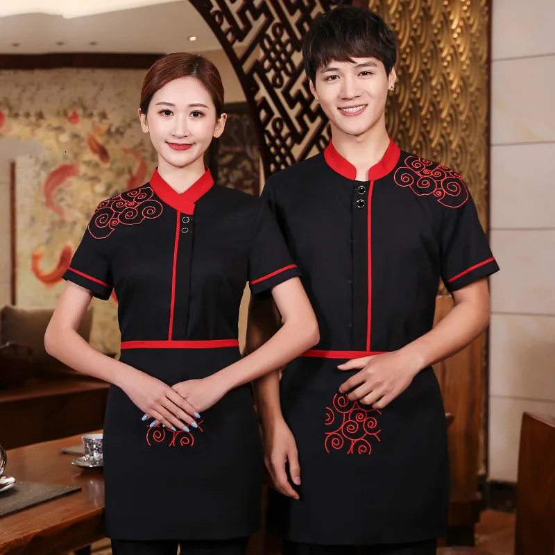 Summer Hotel Restaurant Cooking Uniform Cafe Waiter Uniform For Men ...