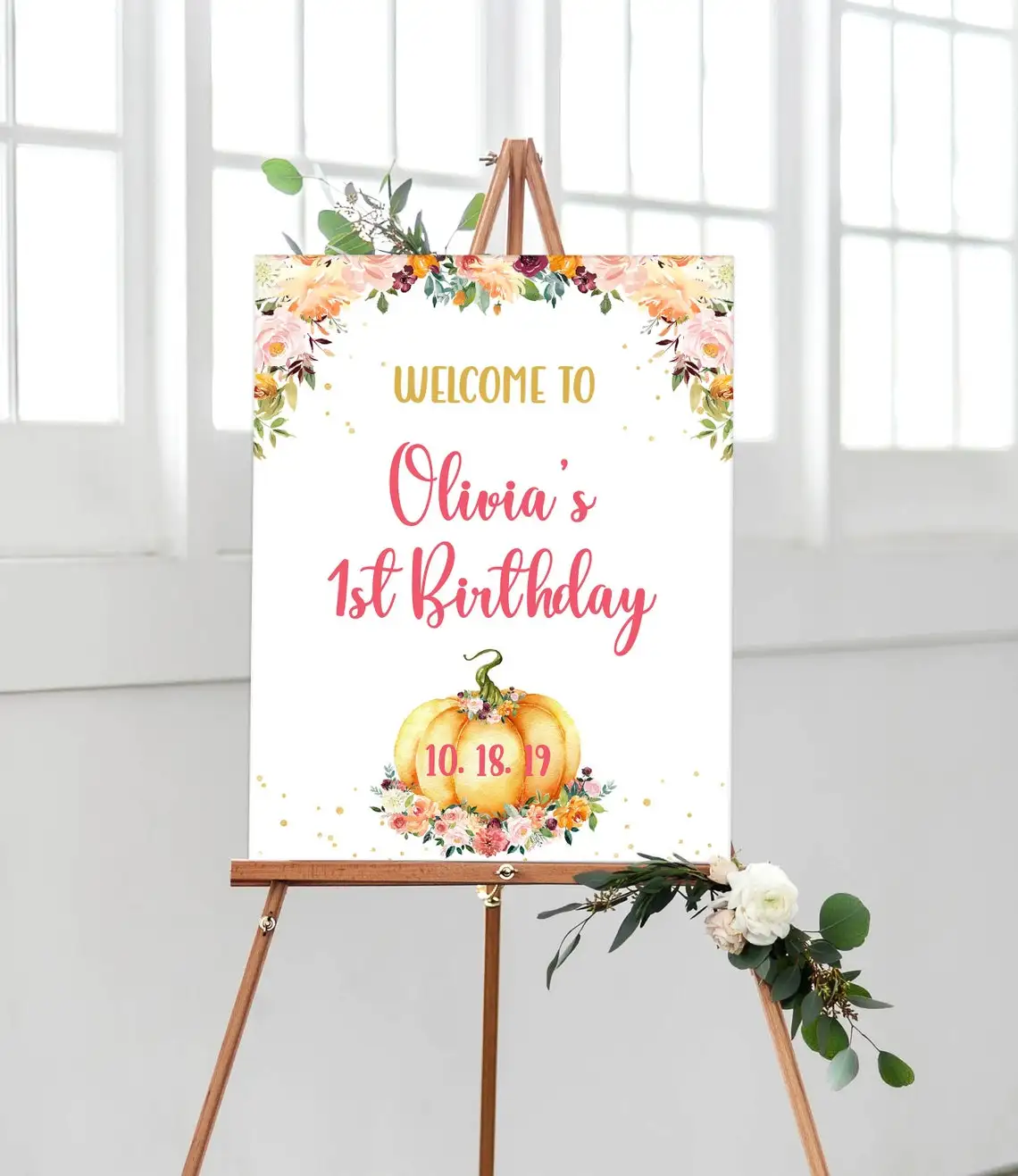 girl baby shower pumpkin baby shower sign pumpkin welcome poster ...
