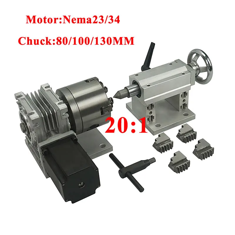 4 Axis Cnc 4 Jaw Chuck 80mm 100mm 130mm Rotary A Axis 4th Axis ...