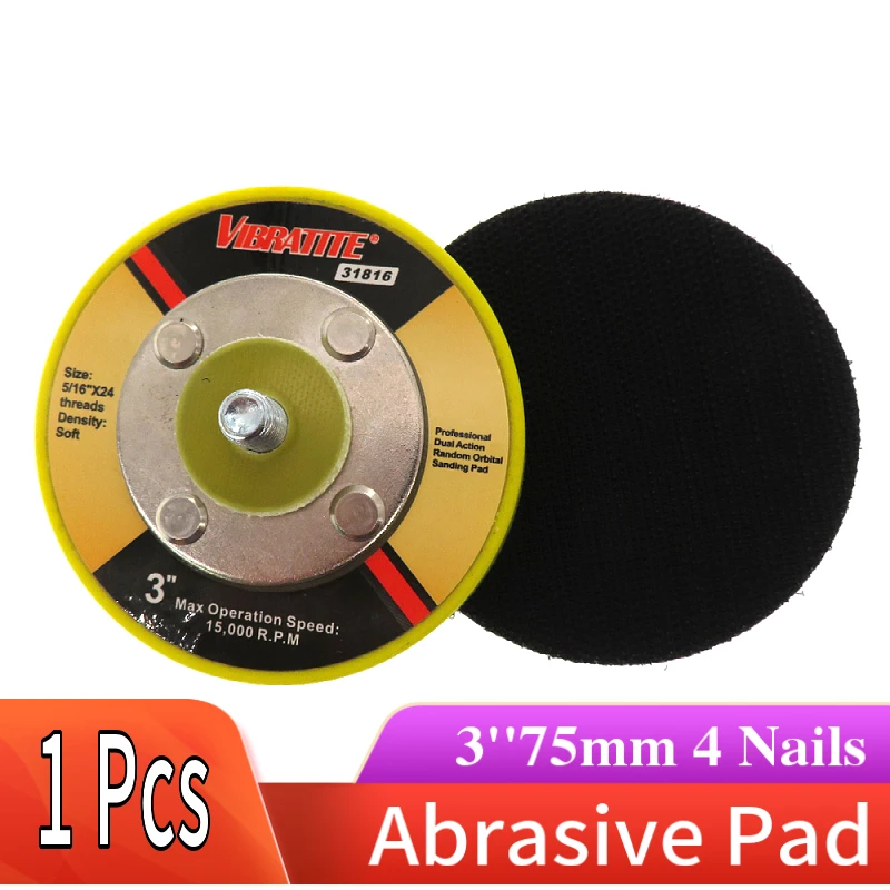 3 Inch 5/16"-24 Thread Hook & Loop Sanding Pad 75mm Backing Plate 4 ...