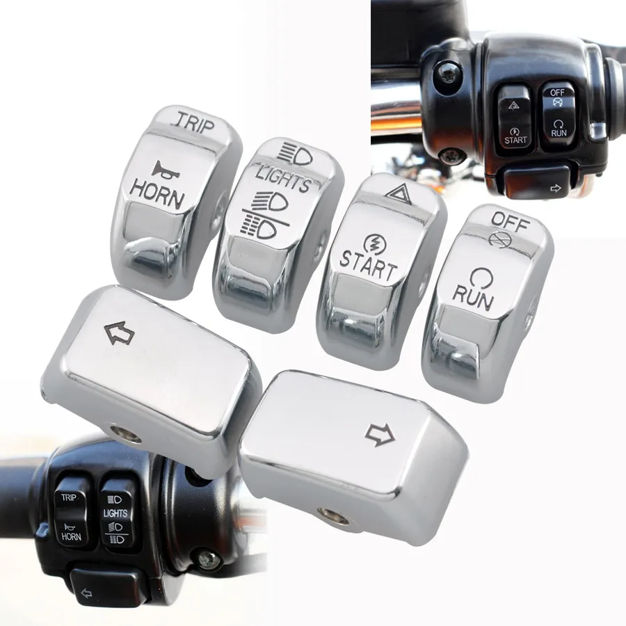 Chrome Motorcycle Handlebar Controls Switch Caps Button Cover ...