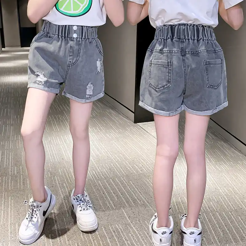 Baby Teenager Summer White Pink Denim Shorts For Girls High Quality ...