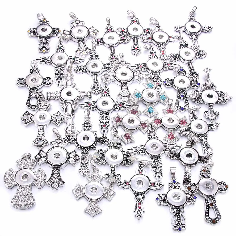 New Faith Cross Snap Button Necklace with Chians Vintage Metal Snap ...