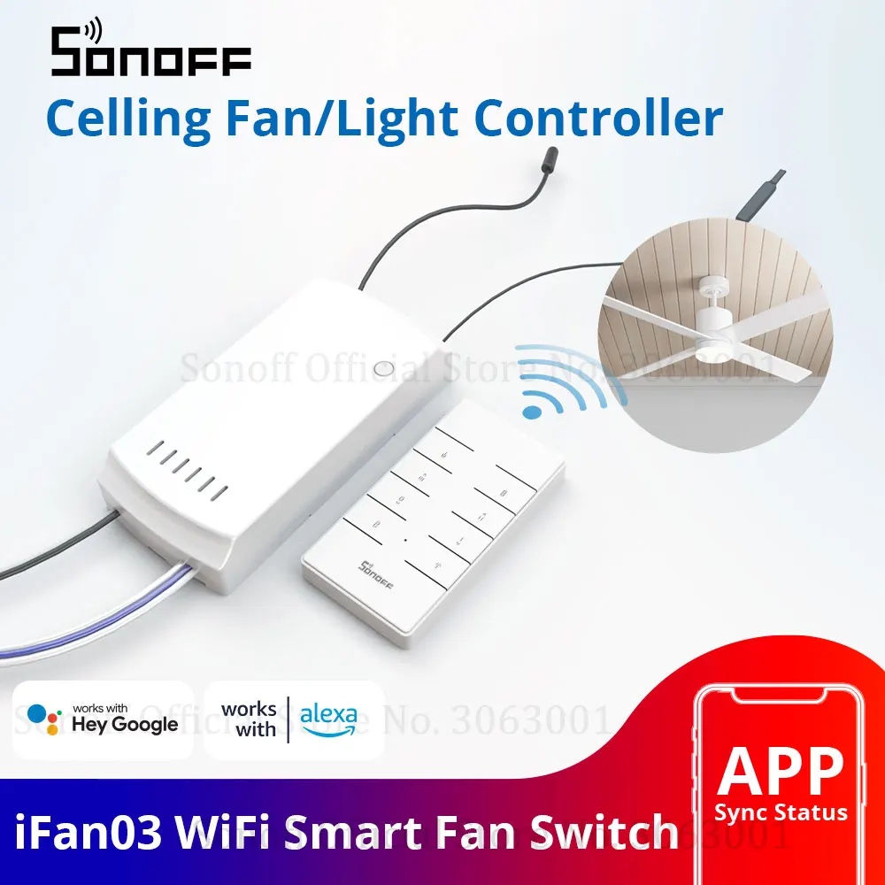 Sonoff Ifan03 Wifi Smart Fan Switch Celling Fan/light Controller 433 Rf ...