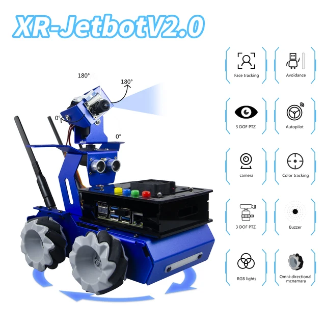 XiaoR Geek JETBOT2.0 WIFI Wireless Robot Car Compatible Jetson Nano ...