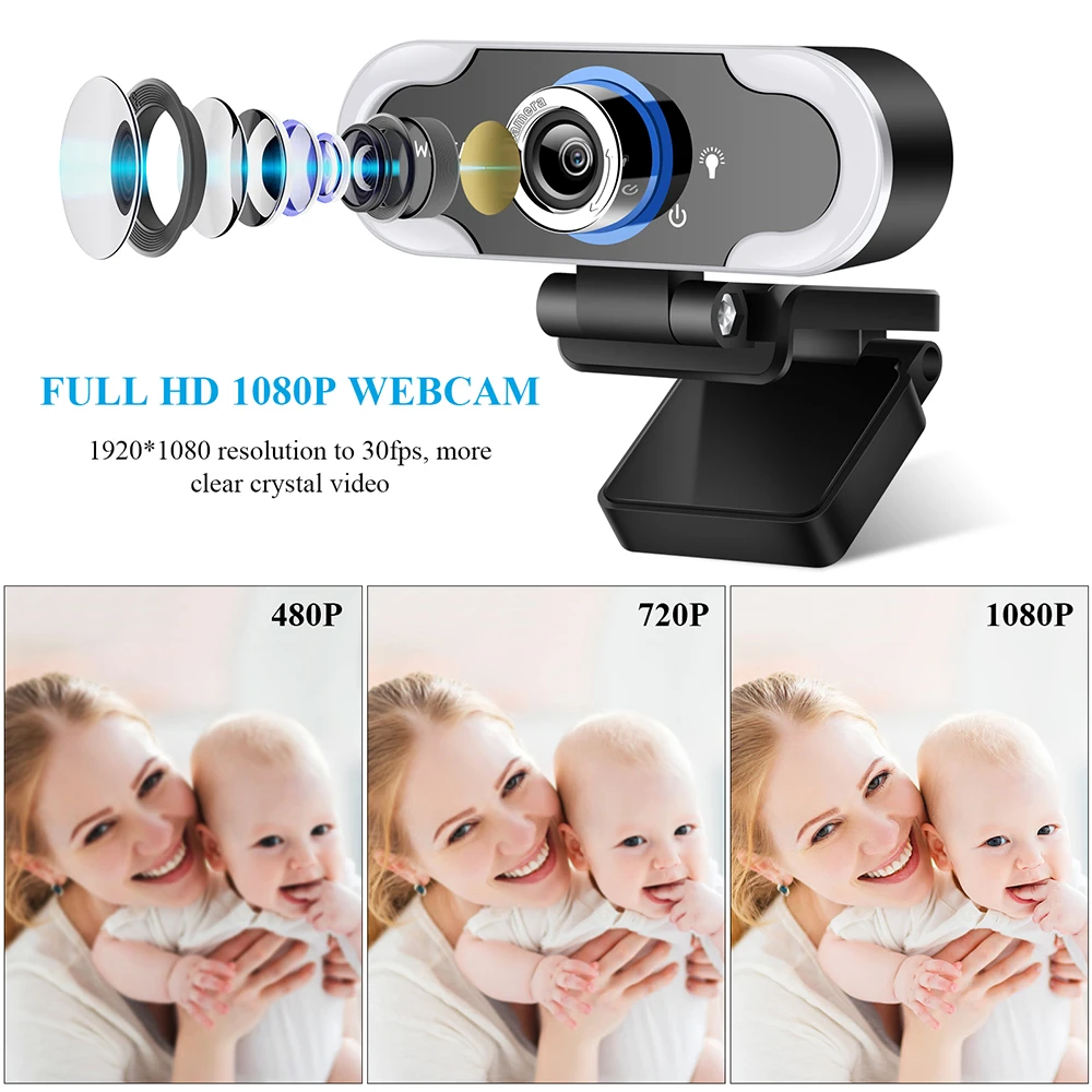 מצלמת רשת Webcam HD עם תאורת LED - מאג אחד