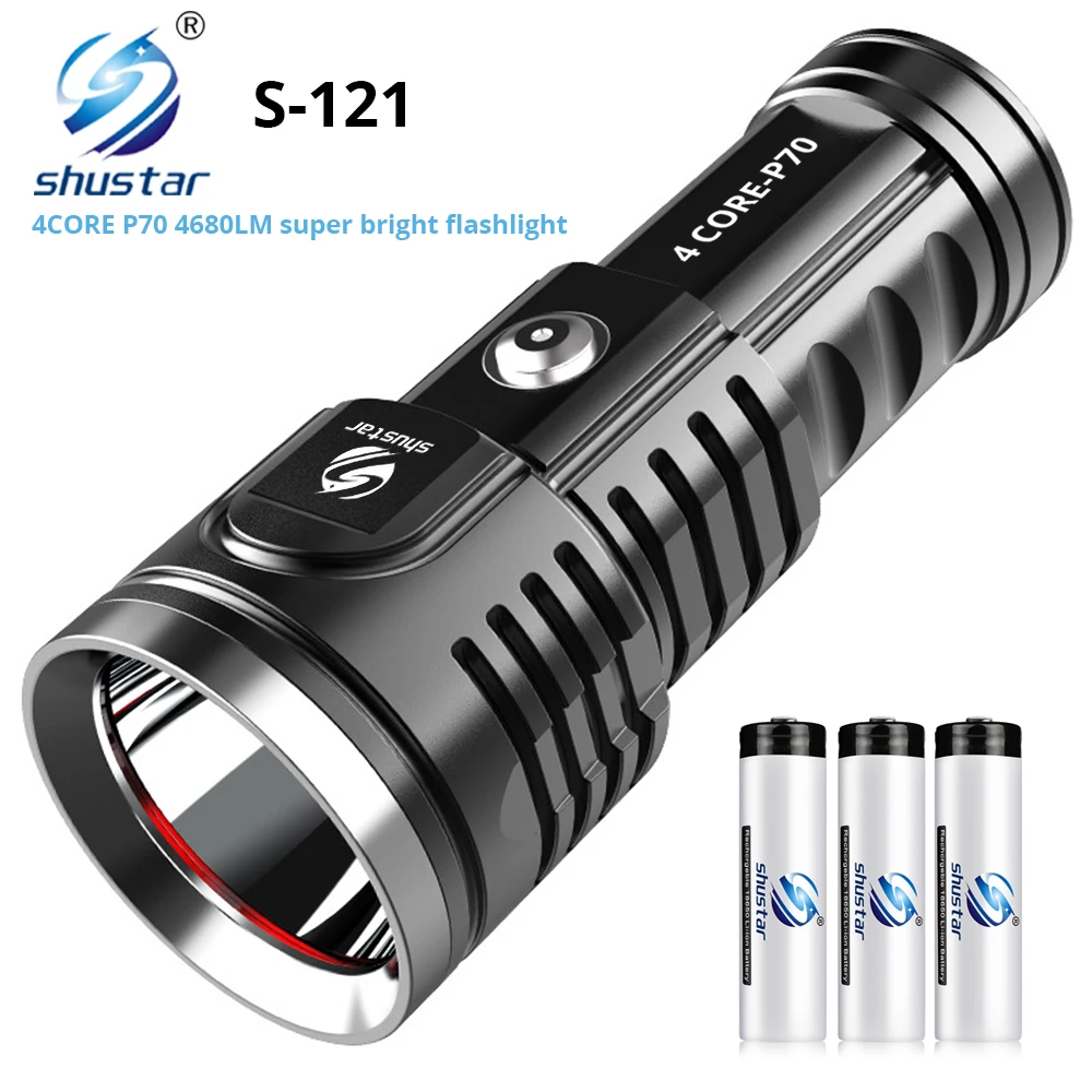 High Power Led Flashlight With 4 Core P70 Lamp Bead And Touch Switch ...