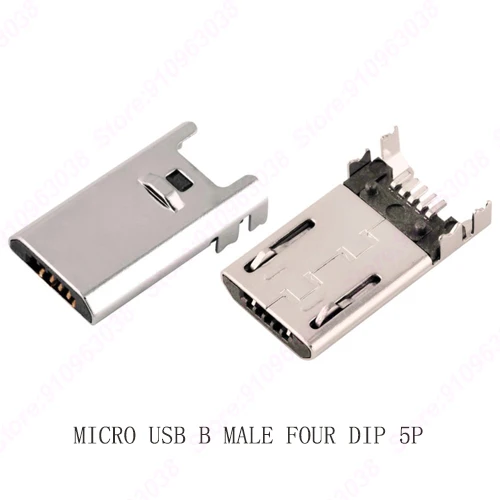 10/30pcs Micro Usb 2.0 Connector B Type Male Jack 4feet Dip 5pin ...
