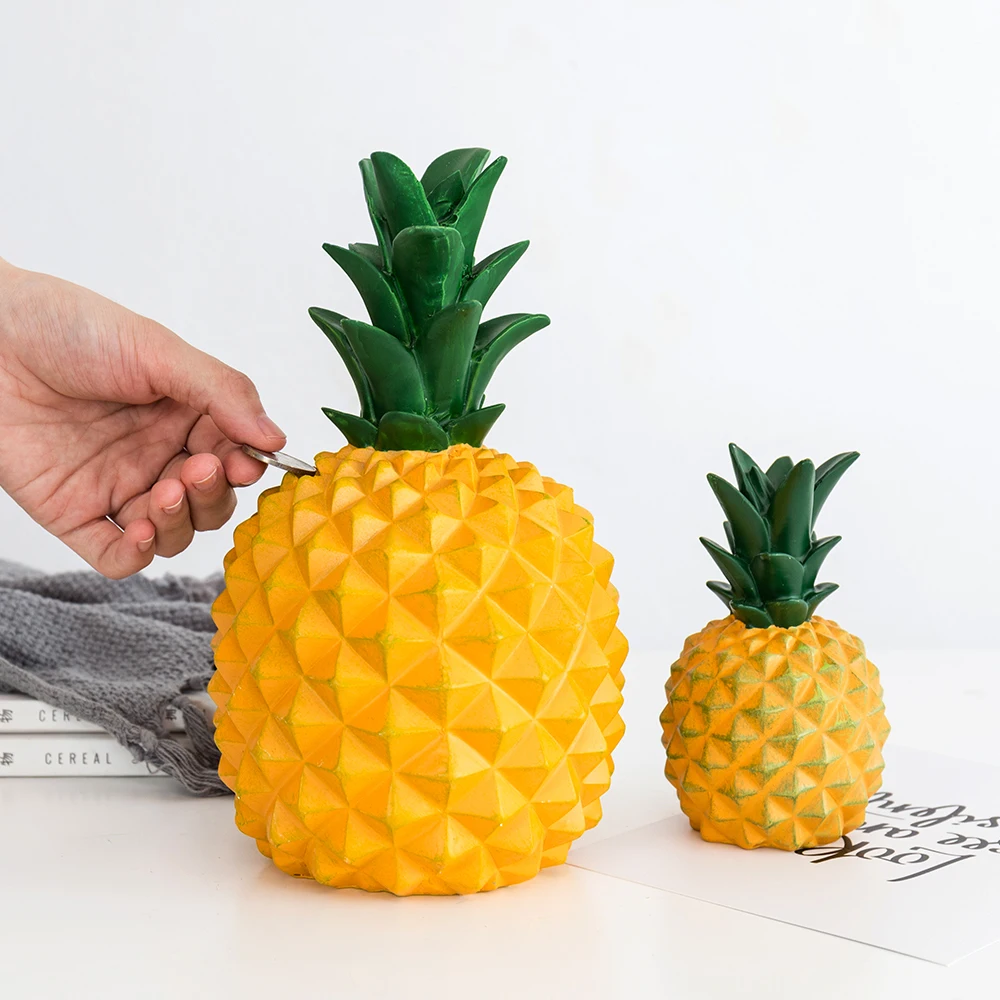 Resin Fruit Model Piggy Bank Deposit Pineapple Saving Money Box Kids ...