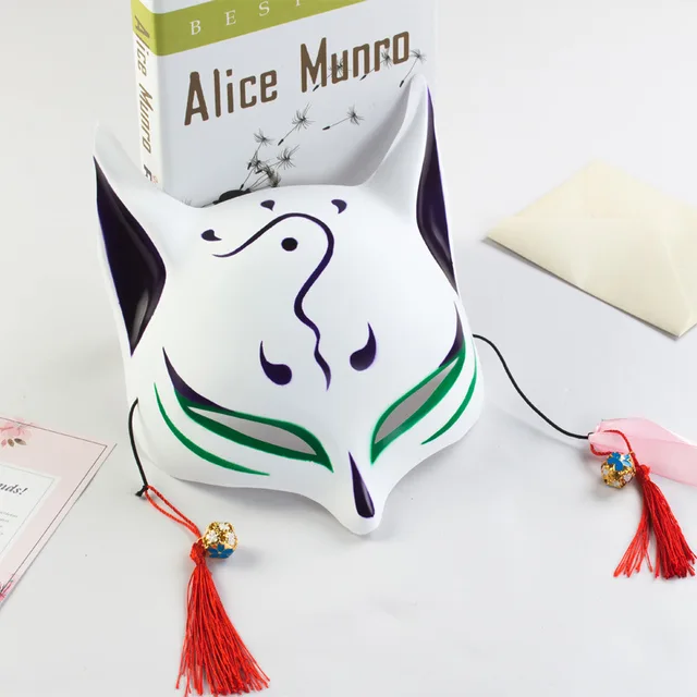 Anime Kabuki Kitsune Fox Half Face Rave Cosplay Mask - AllCosplay.com