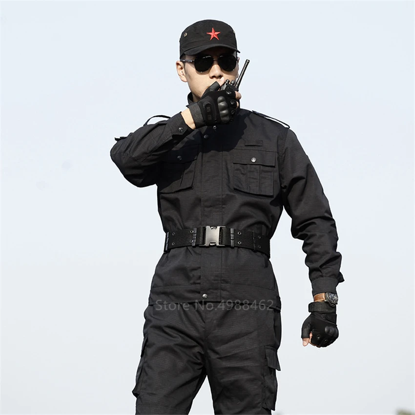 Uniforme-del-ej-rcito-militar-negro-para-hombres-ropa-de-combate-t ...