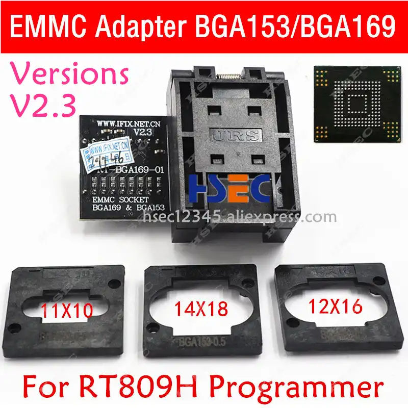 RT809H nand flash isp programmer BGA153 BGA169 emmc adapter with 3pcs ...