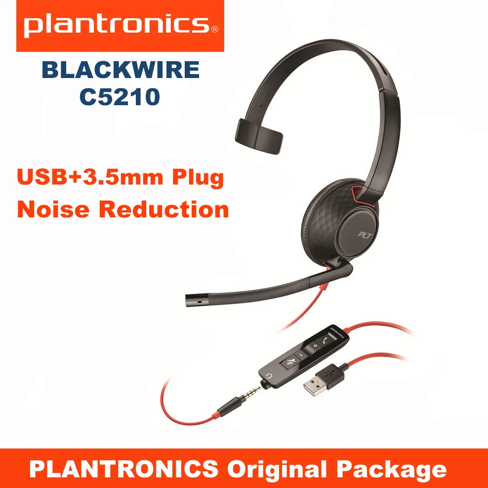 Original POLY Plantronics Blackwire C5210 USB and 3.5mm Headset ...