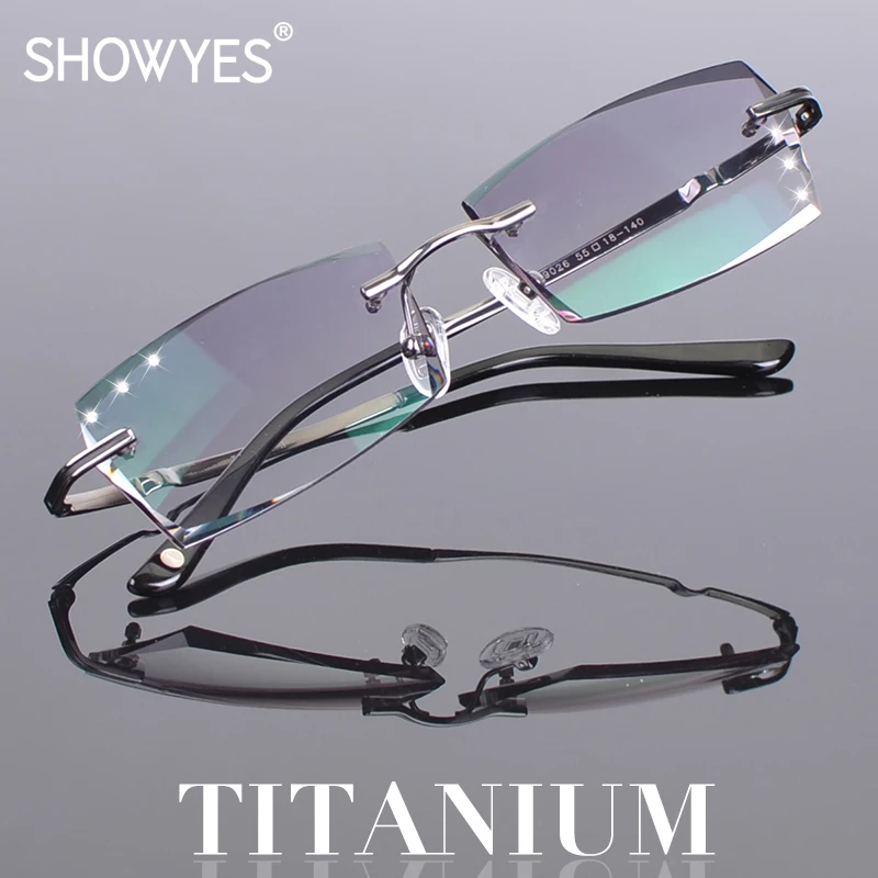Reading Glasses Men Rimless Eyeglasses Titanium Frameless Opitical Eye ...