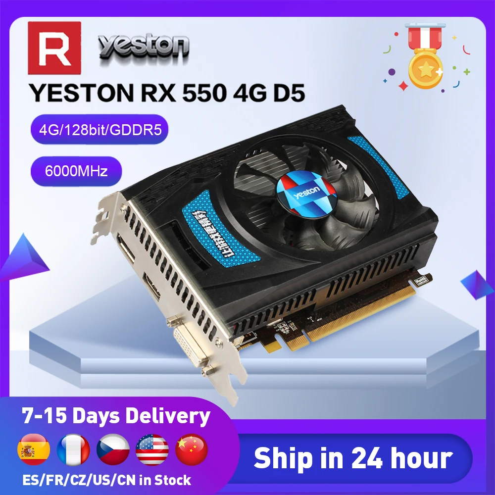 Yeston RX550 4G D5 Graphics Card Gaming Graphic Card with 4GB GDDR5 ...