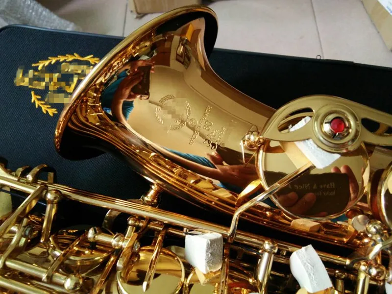 Brand SAS 802 Model Alto Saxophone Alto Eb Golden Sax Flat Carving ...