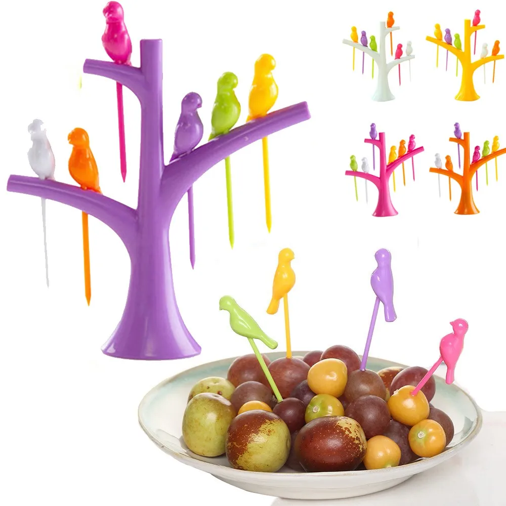 Birdie Fruit Fork Birds On The Tree Dessert Cake Dinnerware Party ...