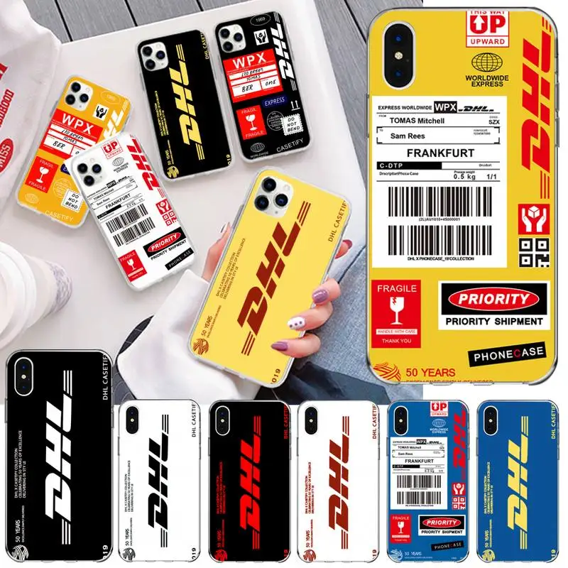 PENGHUWAN DHL 익스프레스 50 주년 기념 에디션 라벨 전화 케이스, 아이폰 11 프로 XS 맥스 8 7 6 6S ...