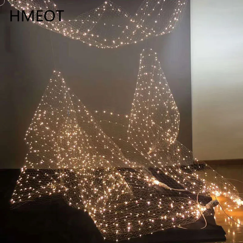 Wedding Ceiling Decor Wrought Iron Starry Sky Net Luminous Lamp Beads ...