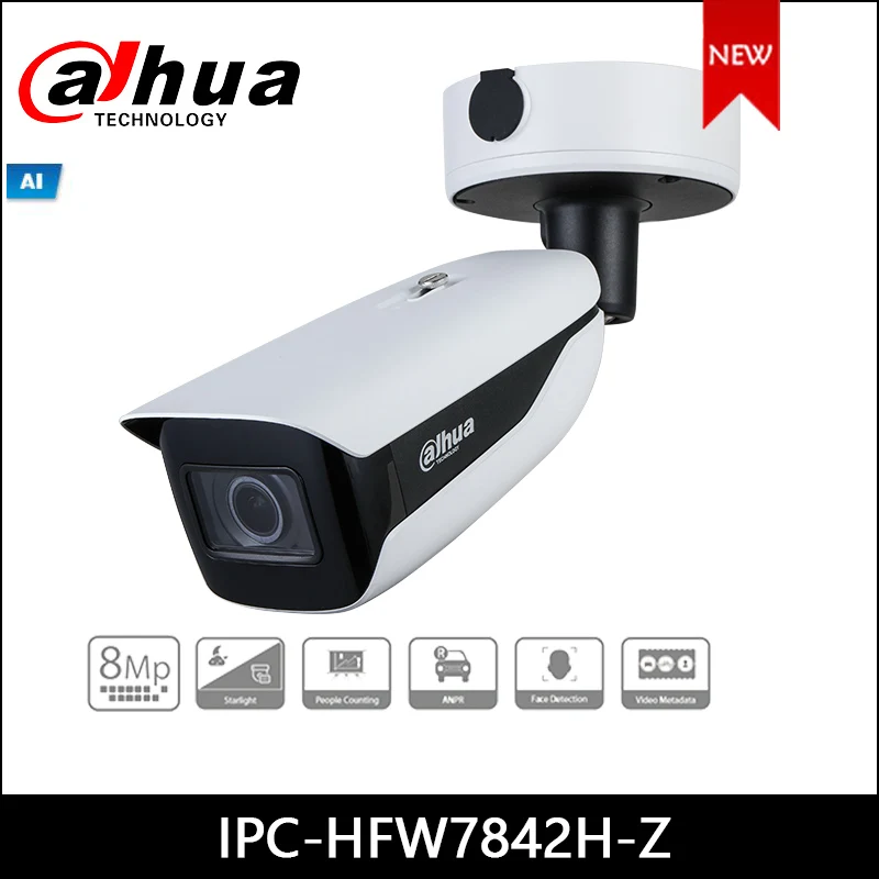 DAHUA cámara IP IPC HFW7842H Z de 8MP AI IR, tipo bala, 24V, CA/PoE/12V, compatible con IR ...
