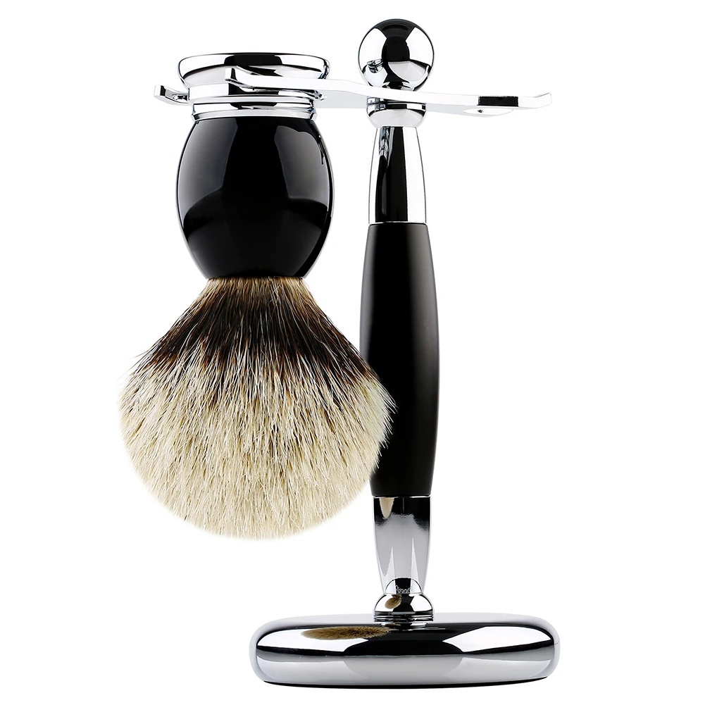 Luxury-Shaving-Brush-and-Stand-Pure-Silvertip-Badger-Hair-Brush-Set ...