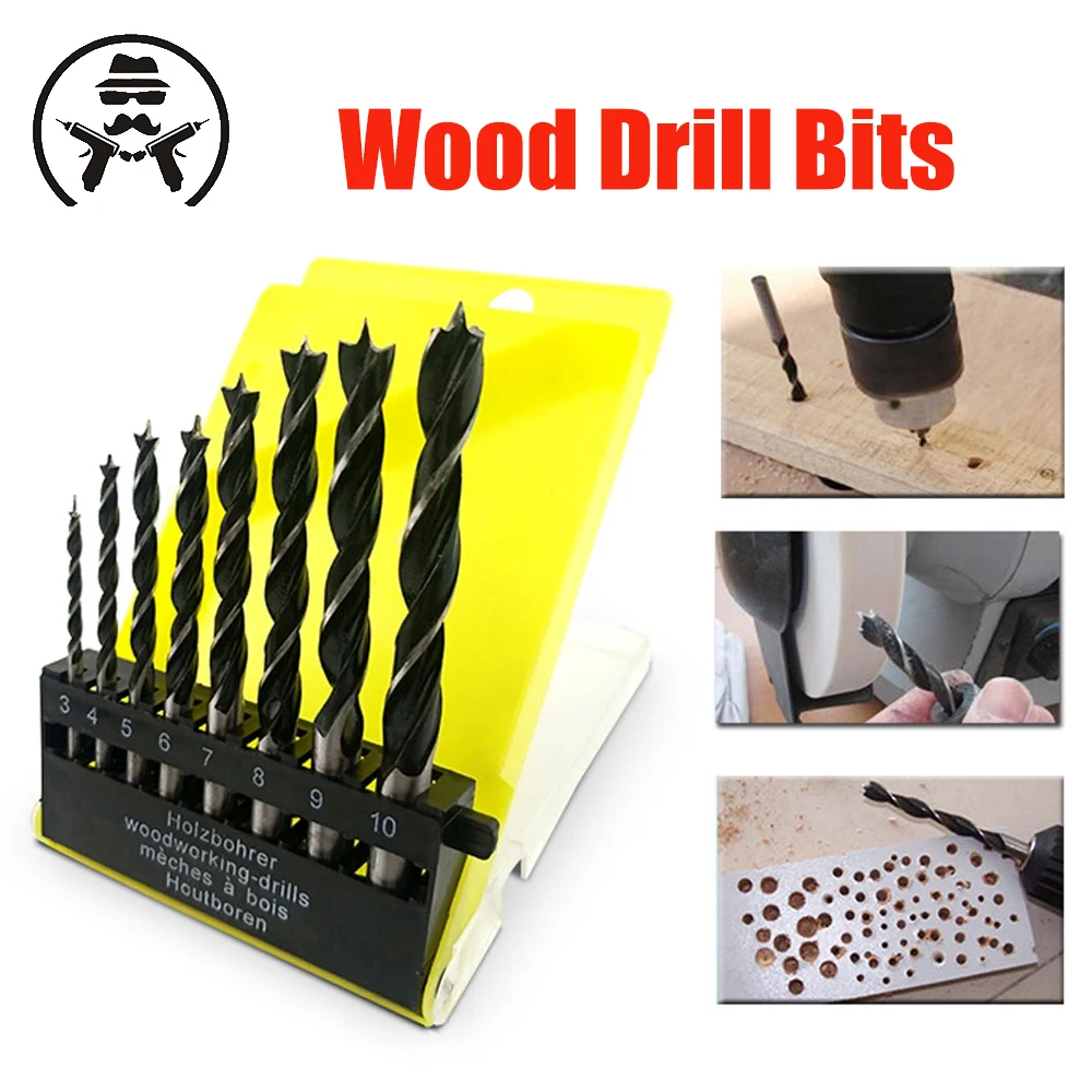 Arrival 8PCS 3 Flute wood Drill Bits Set 3mm 10mm for Woodworking Metal ...