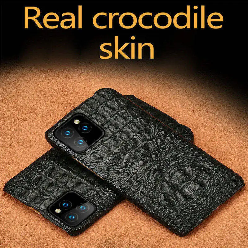 Genuine-Real-Crocodile-Leather-Case-for-iPhone-15-14-13-12-Pro-Max ...