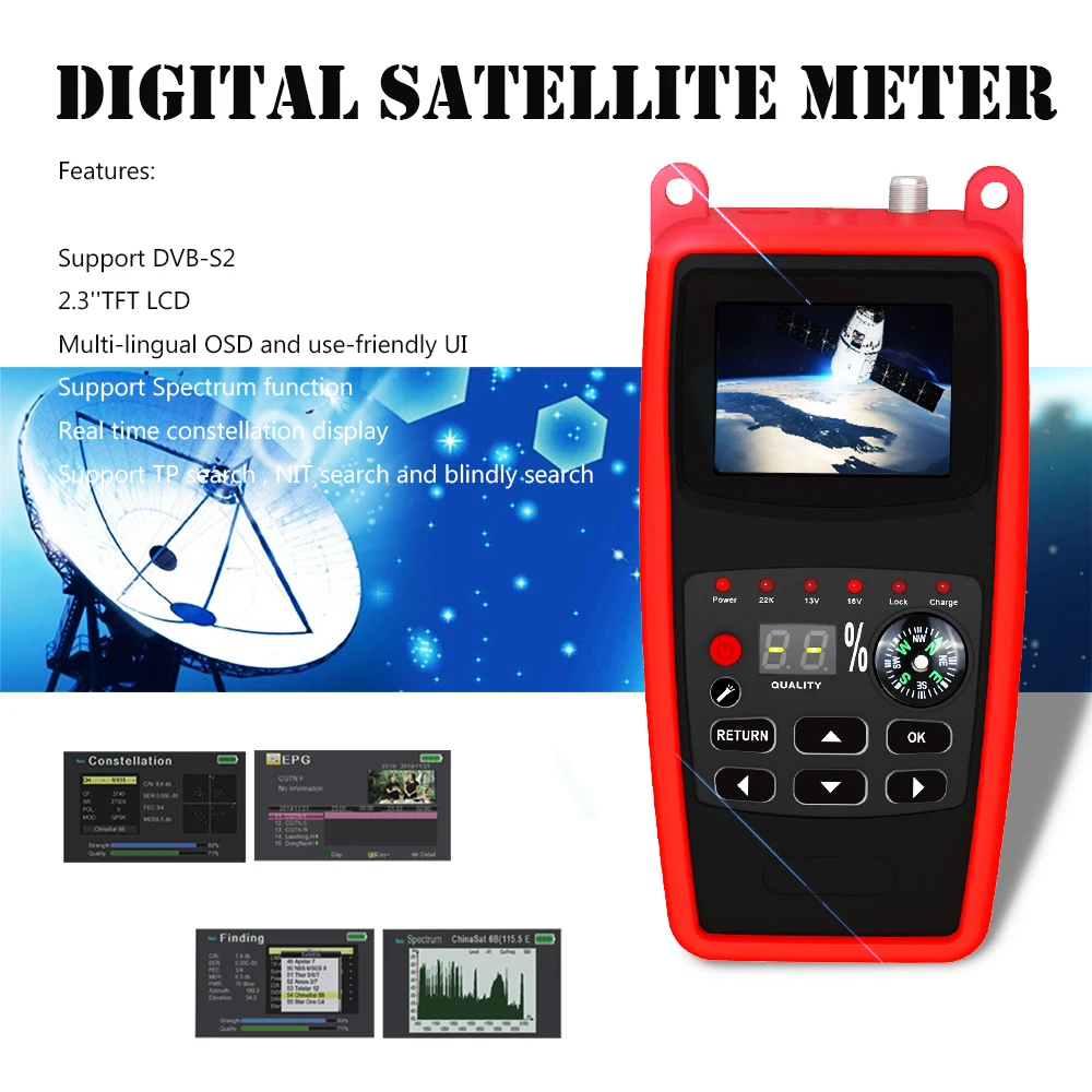 PremiumX PXF-20 Digital Sat Finder LCD Display Tonsignal Kompass ...