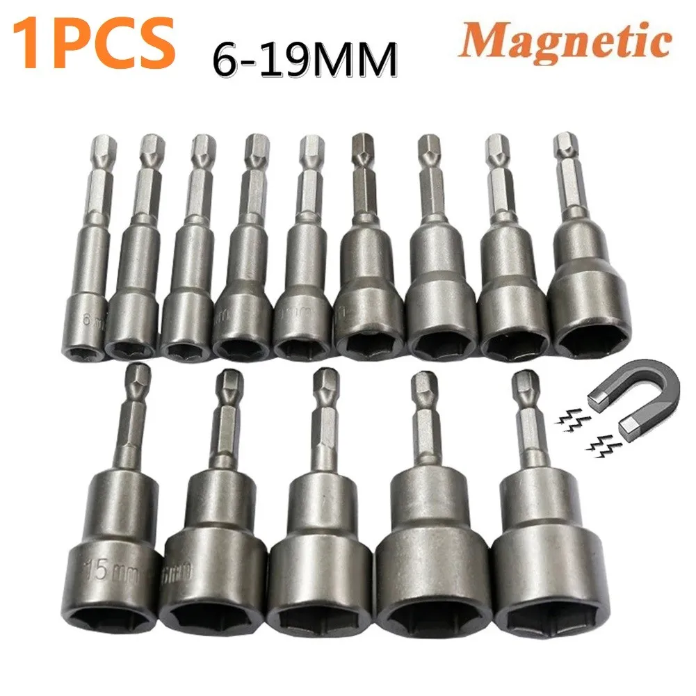 1pcs 6-19mm Length 1/4" Hex Drive Magnetic Socket Impact Nut Bolt ...