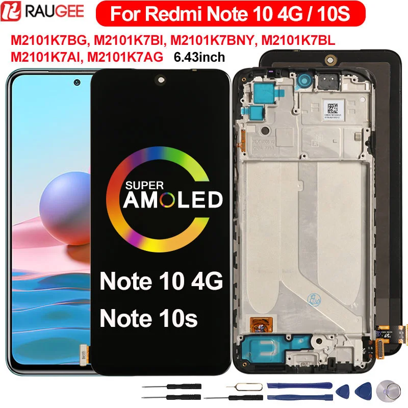 Pantalla Super Amoled para Xiaomi Redmi Note 10, 4G, LCD, repuesto para Redmi Note 10S ...