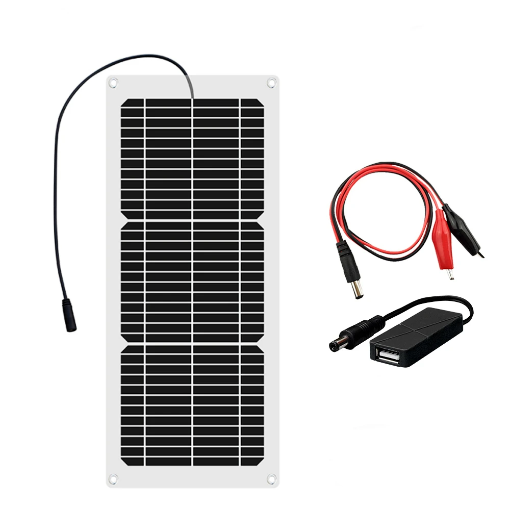 Portable Solar Charger 12V 10W Flexible Solar Panel with DC to USB ...