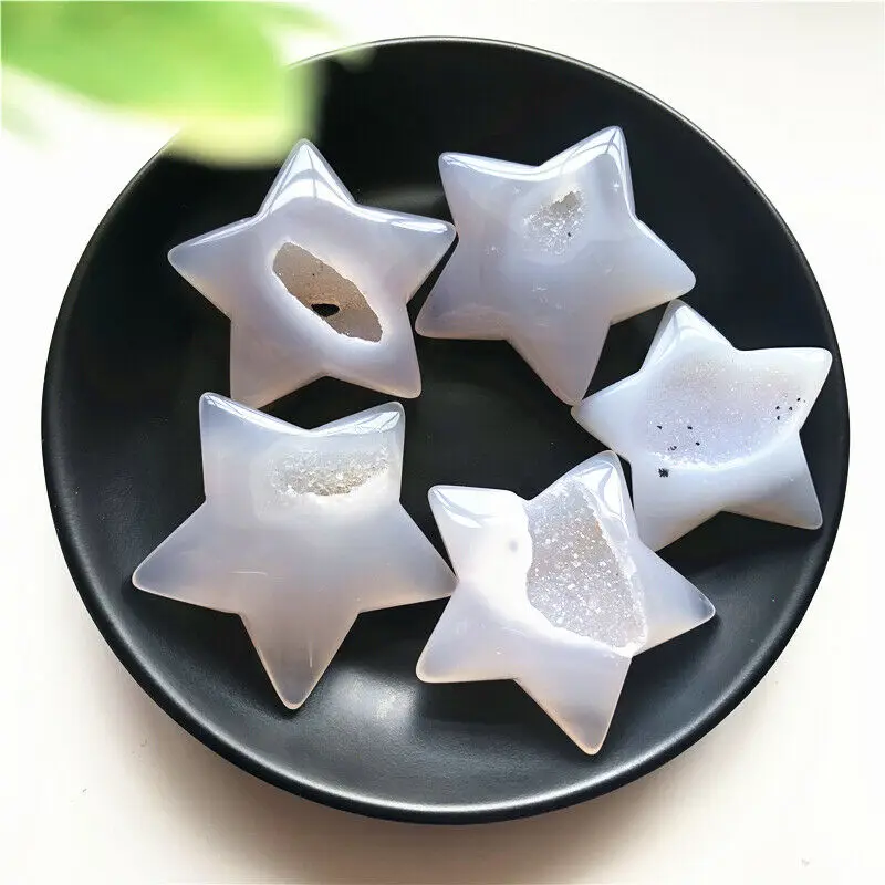 Natural Agate Geode Crystal Stars Crystal Craft Pentagram for Feng Shui ...