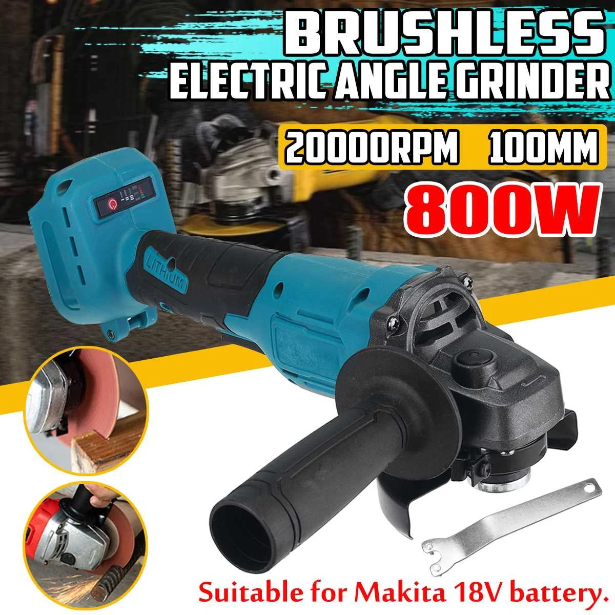 100/105/125mm Brushless Cordless Impact Angle Grinder Electric Angle ...