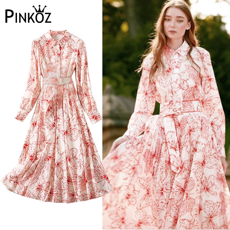 Pinkoz-Design-pink-print-dress-long-skirt-with-belt-2021-autumn-new.jpg