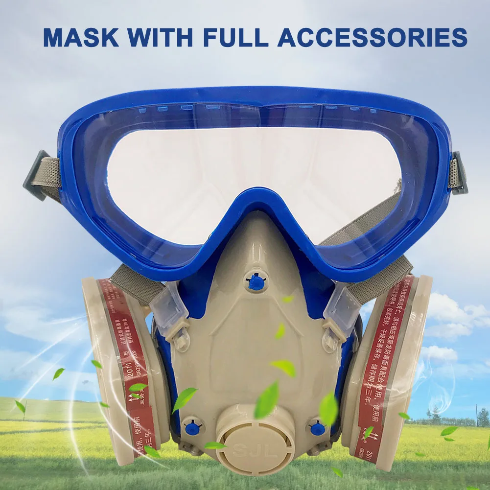 Silicone Full Face Respirator Anti-dust Mask Goggles Chemical Dustproof ...